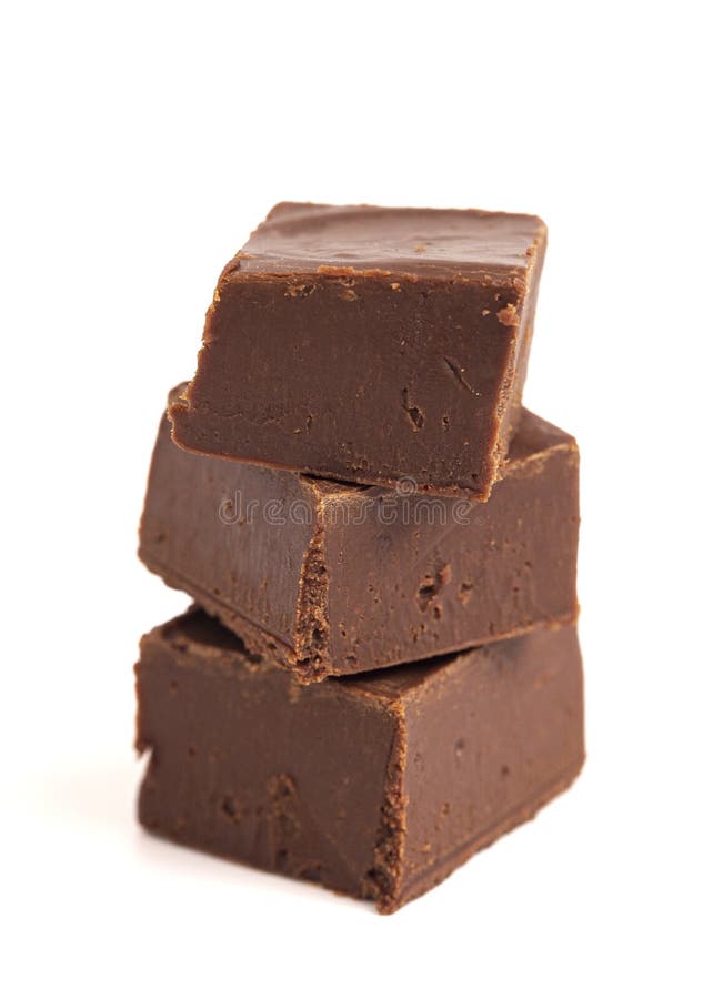 Milk Chocolate Fudge in 1 Inch Cubes Stock Image - Image of single ...
