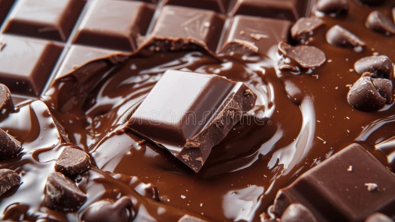 Milk Chocolate Pieces Form a Delectable Texture with Delightful Drops ...