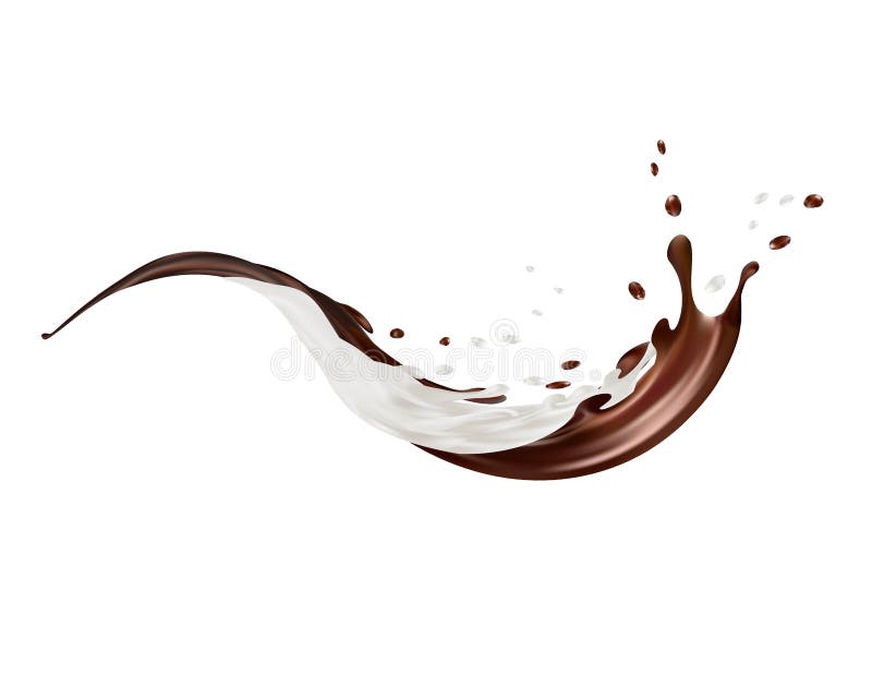 Milk and Chocolate Splashes Vector Isolated Over White Background ...
