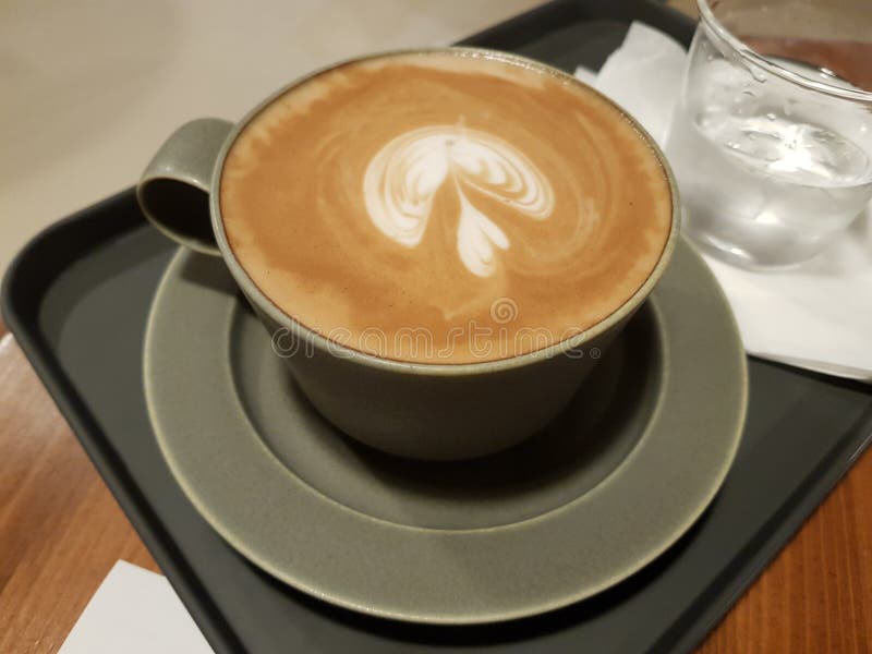 Milk Coffee in a Cup on a Tray Stock Photo - Image of cafe, love: 162247082