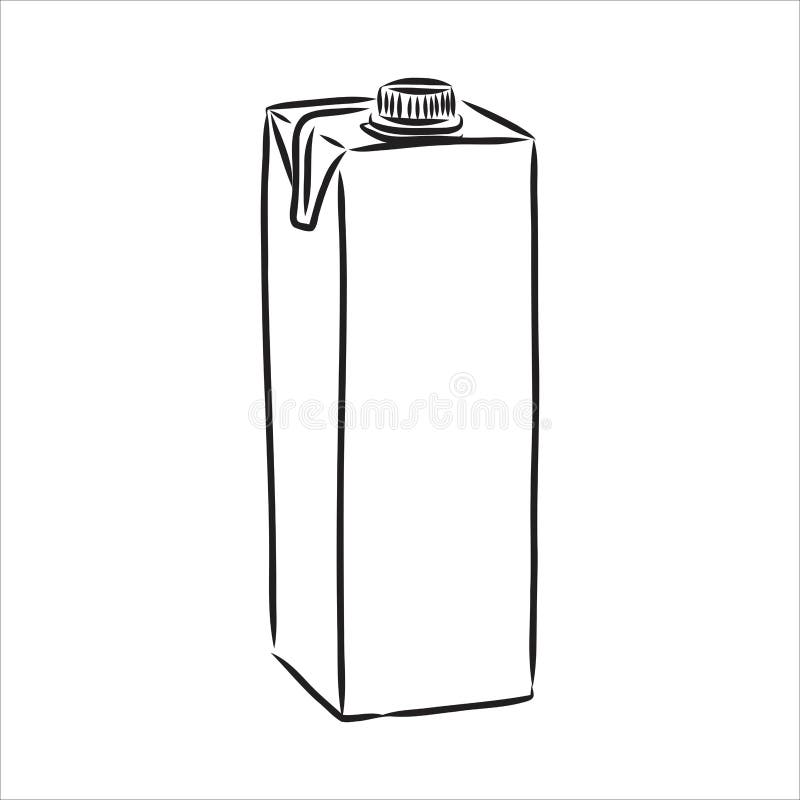 Milk Container or Box Packaging. Vector Hand Drawn Sketch Illustration ...