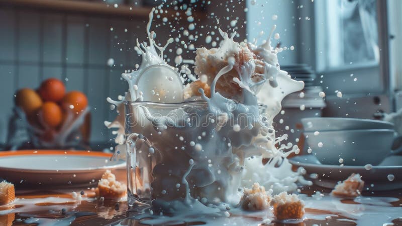 Milk and Cookie Explosion stock image. Image of cookies - 323736841