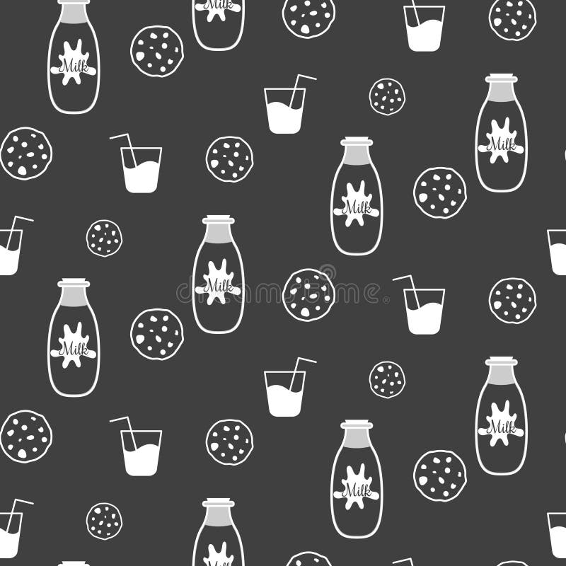 Milk and Cookie Seamless Vector Pattern. Stock Vector - Illustration of ...