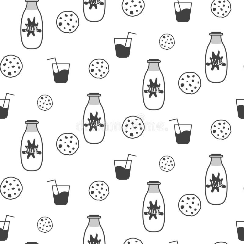 Milk and Cookie Seamless Vector Pattern. Stock Vector - Illustration of ...