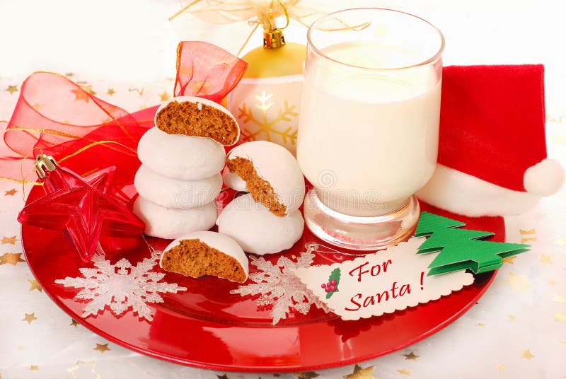 Milk and cookies for santa stock image. Image of waiting - 21732195