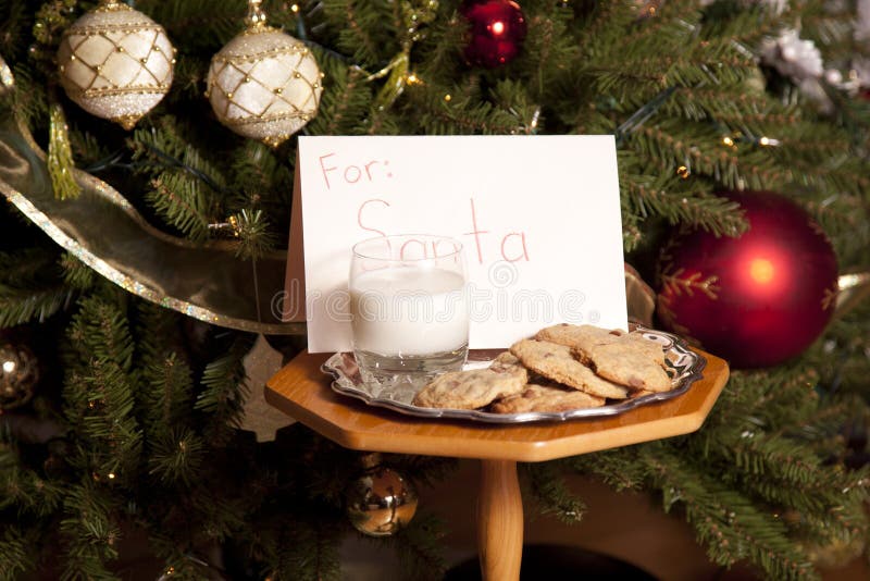 Milk and cookies for Santa stock image. Image of claus - 27967379