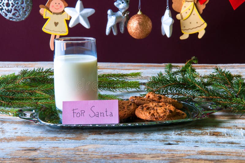 Milk and cookies for Santa stock photo. Image of holiday - 80952516