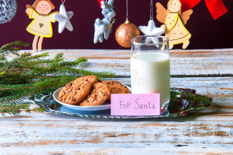 Milk and cookies for Santa stock photo. Image of cookies - 80953710