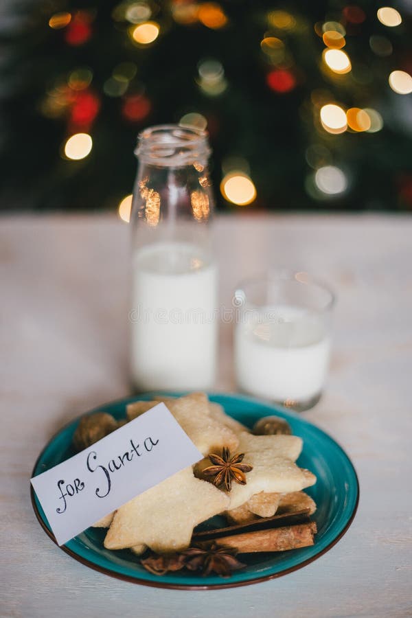 Milk and Cookies for Santa Claus Stock Image - Image of december ...