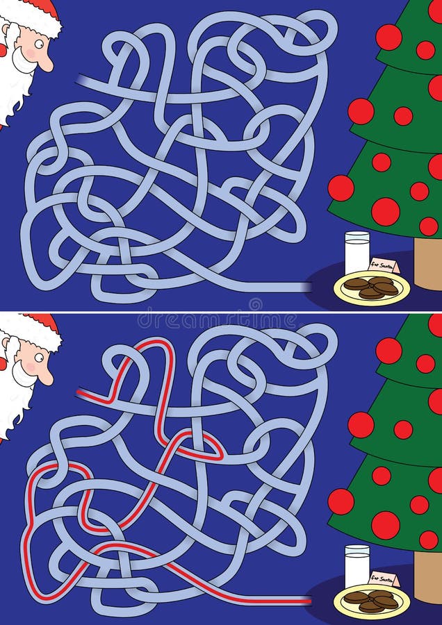 Santa maze stock vector. Illustration of maze, brain - 55802517