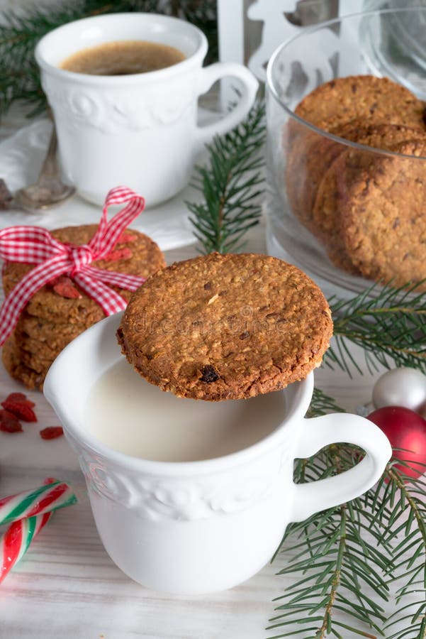 Milk and cookies for santa stock image. Image of december - 34600137
