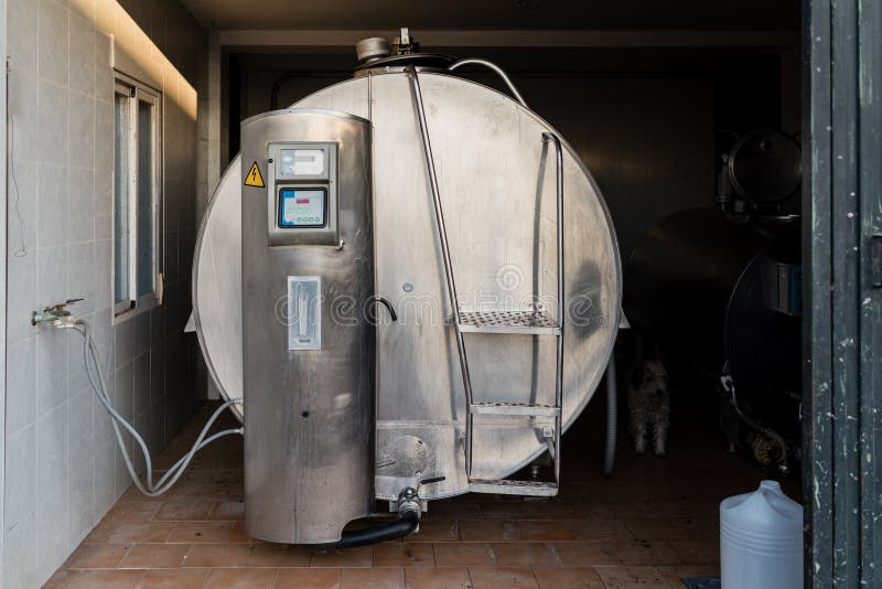 Milk Cooling Tank in a Dairy Farm. Milk Storage and Cooling Stock Photo ...