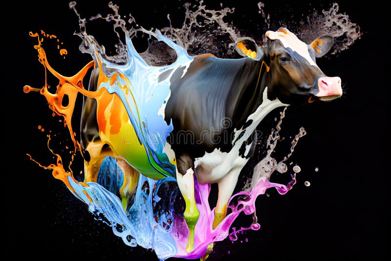 Watercolor Splash Paint Cow Stock Illustrations – 102 Watercolor Splash ...