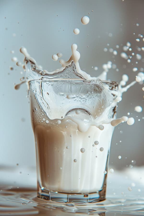 Milk Creating an Explosive Splash in a Glass, Capturing Fluid Motion ...