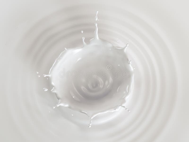 Milk Crown Splash in Milk Pool with Ripples. Top View Stock Photo ...