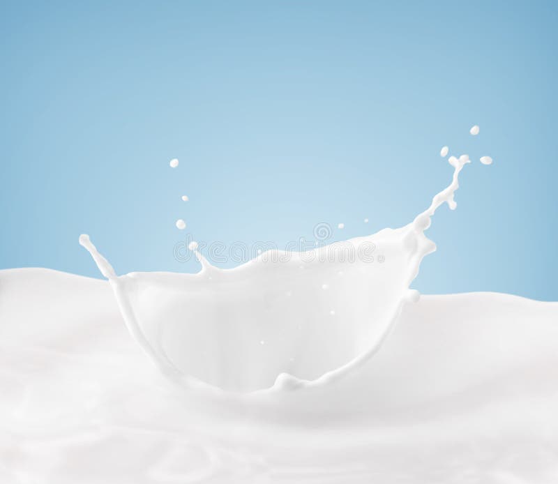 Milk Crown Splash, Splashing in Milk Pool with Blue Background ...