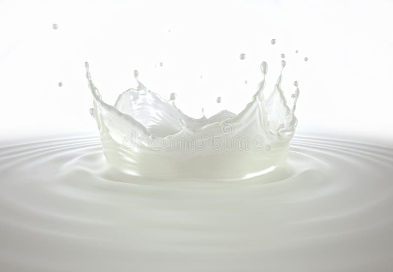 Milk Crown Splash, Splashing in Milk Pool with Ripples Stock Photo ...