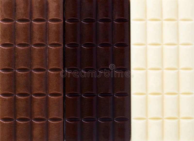 Milk, Dark and White Chocolate Bars Stock Image - Image of dessert ...