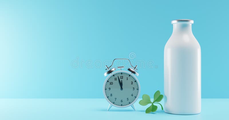 Milk Day.Full Bottle Clover Leaf Alarm Clock Stock Illustration ...