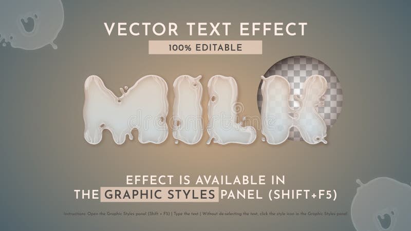 Milk Editable Text Effect, Graphic Style. Vector Mockup and Template ...