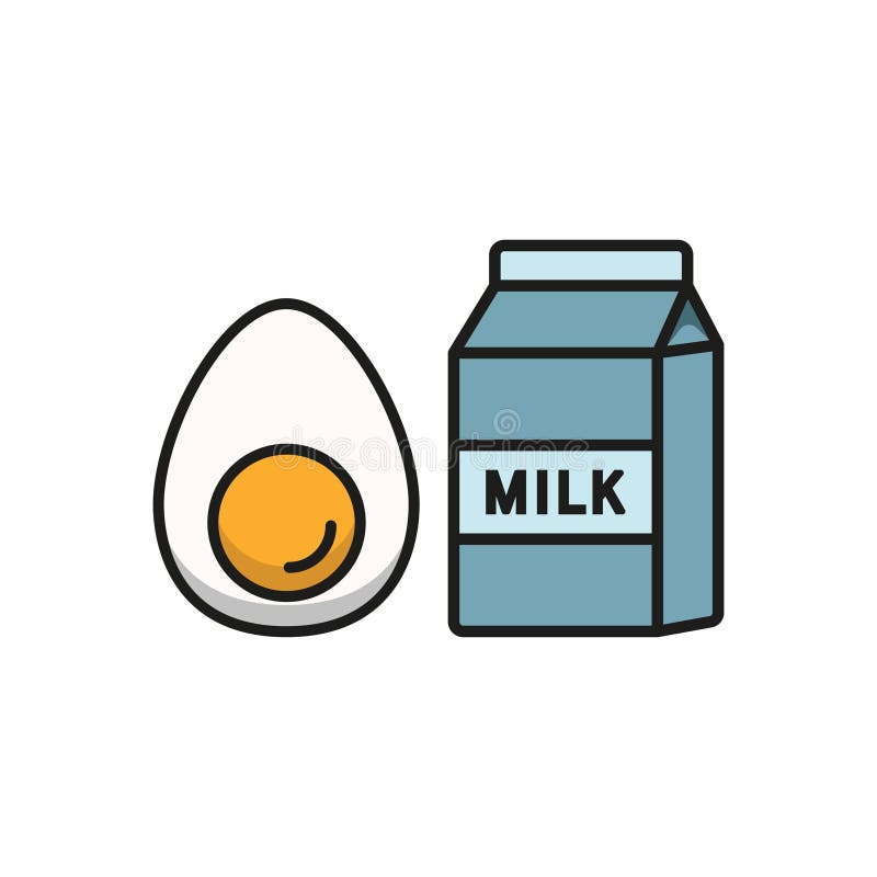 Milk and Egg Set Food Icon Vector Basic Design Stock Vector ...