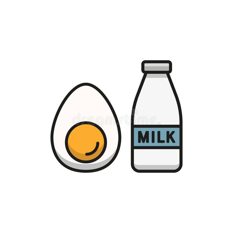 Milk and Egg Set Food Icon Vector Basic Design Stock Illustration ...