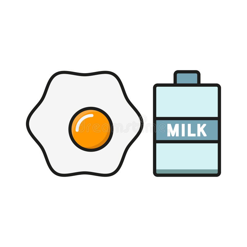 Milk and Egg Set Food Icon Vector Basic Design Stock Vector ...