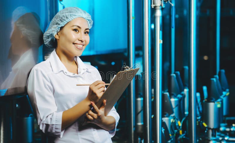 Milk factory production stock photo. Image of woman - 102776284