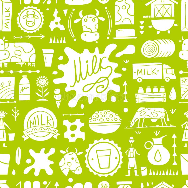 Milk Farm, Seamless Pattern for Your Design Stock Vector - Illustration ...