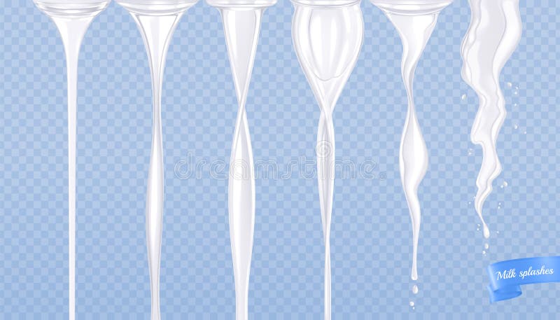 Milk Flow and Splash on Blue Background Stock Illustration ...