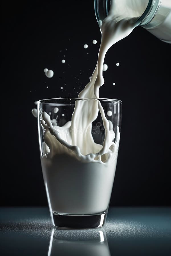 Milk Flowing into a Glass. Generative AI Stock Illustration ...