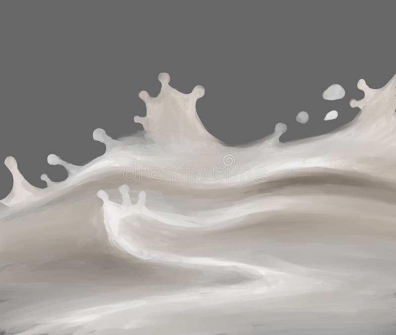 The Milk Flowing, in Motion, Splashing Milk Stock Illustration ...