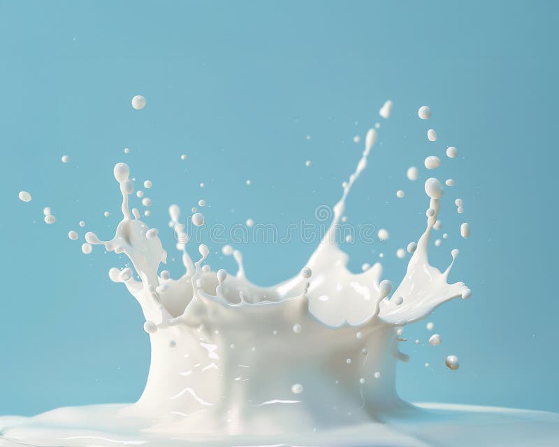 Milk Fluid Splash Drop Pastel Blue Background Stock Illustration ...