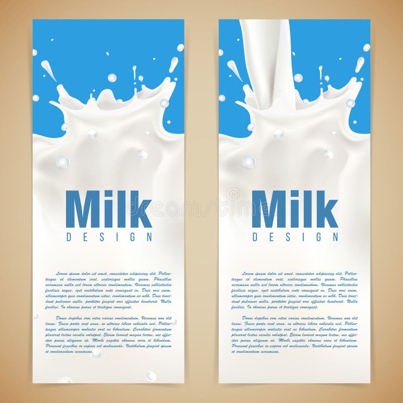 Milk Flyer Design Vector Illustration with Milk Splash Stock Vector ...