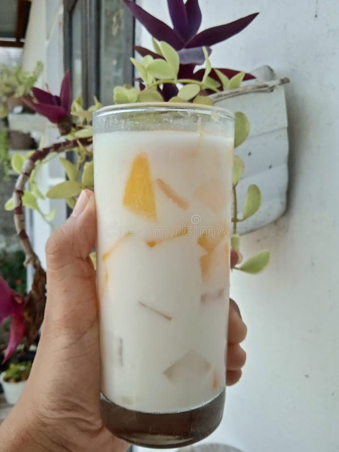 Milk, Fruit, and Nata De Coco Make Fruit Ice Stock Photo - Image of ...