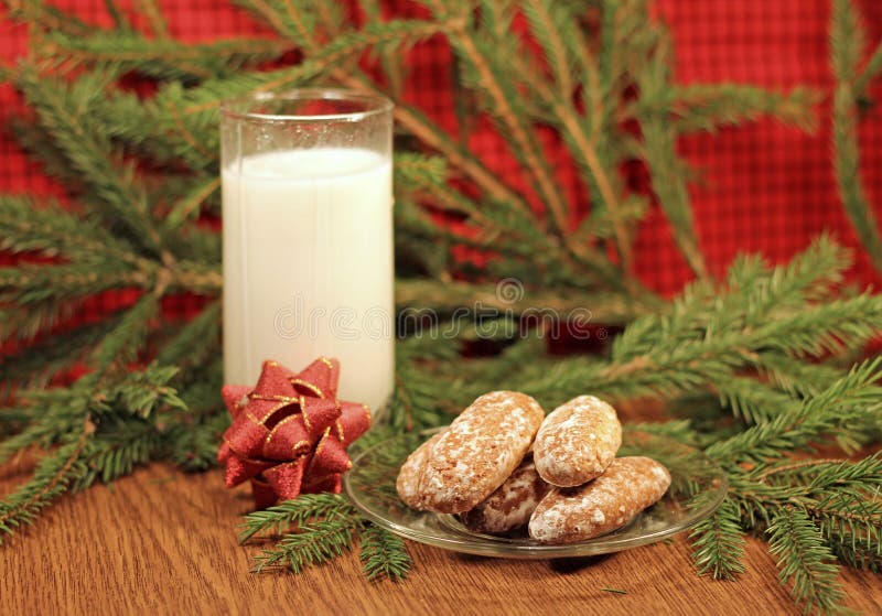 Milk and Gingerbread for Santa Stock Photo - Image of festive, beverage ...