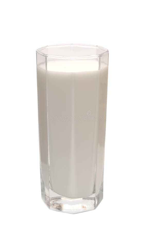 Glass of milk on white stock image. Image of drink, full - 5121141