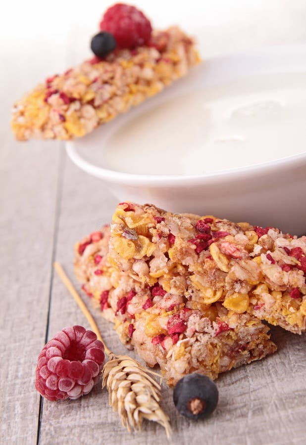 Milk and granola bar stock photo. Image of food, blueberry - 26652480