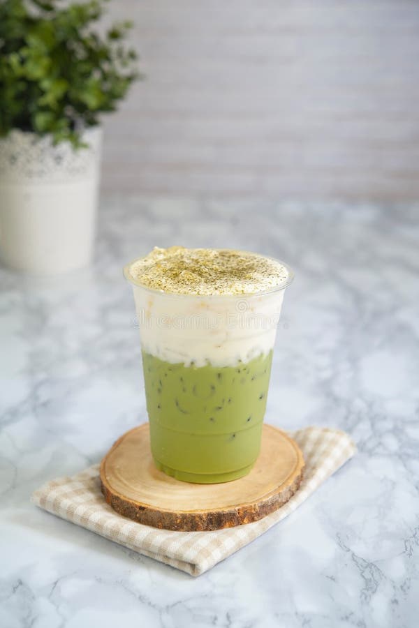 Milk Green Tea on Top Cream Cheese Stock Image - Image of cheese ...