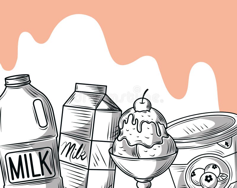 Milk hand drawn stock vector. Illustration of sketch - 214844188