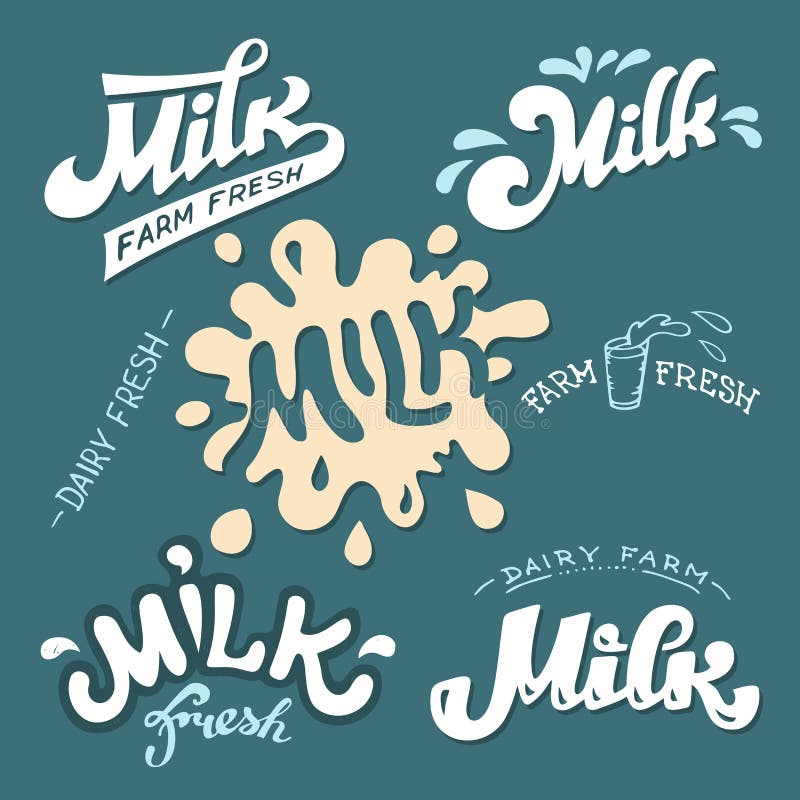 Milk Hand-lettering Logo Designs Stock Vector - Illustration of food ...