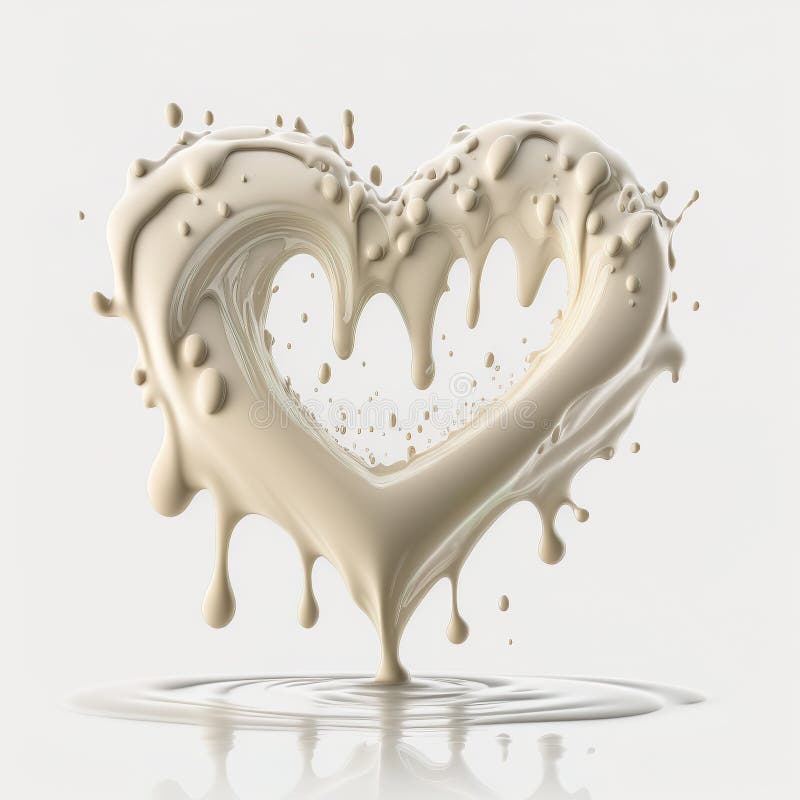 Milk Heart, Milk Explosion Splash, Love Symbol, Generative Ai Stock ...