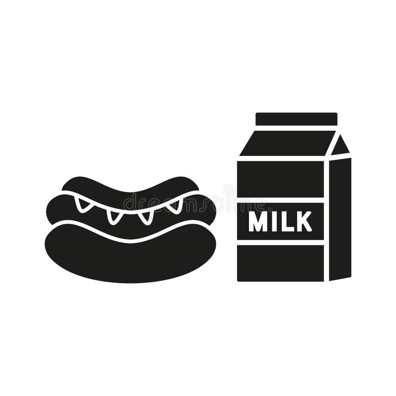 Milk and Hot Dog Set Food Icon Vector Basic Design Stock Vector - Illustration of mustard, food ...