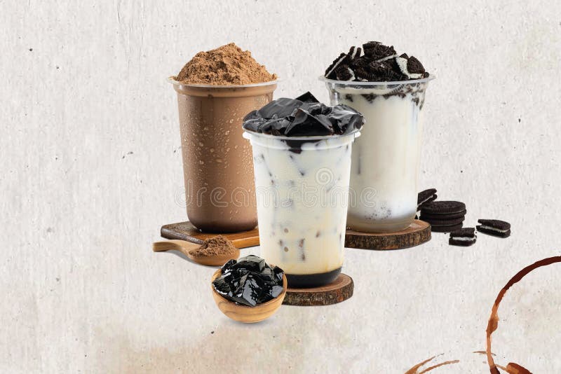 Milk Ice Milo Ice Grass Jelly Ice Coockies Ice Stock Photo - Image of ...