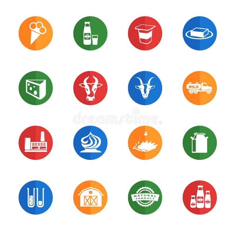 Milk industry icons set stock vector. Illustration of computer - 66179861