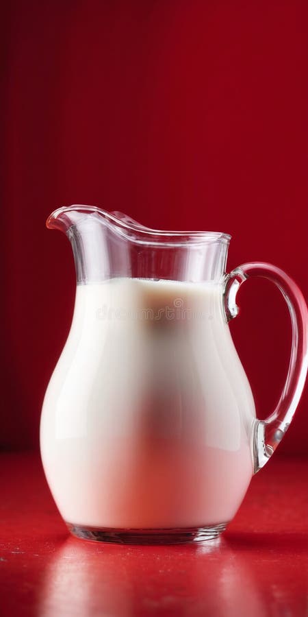 Milk Jar Pitcher on Red Background Stock Illustration - Illustration of ...