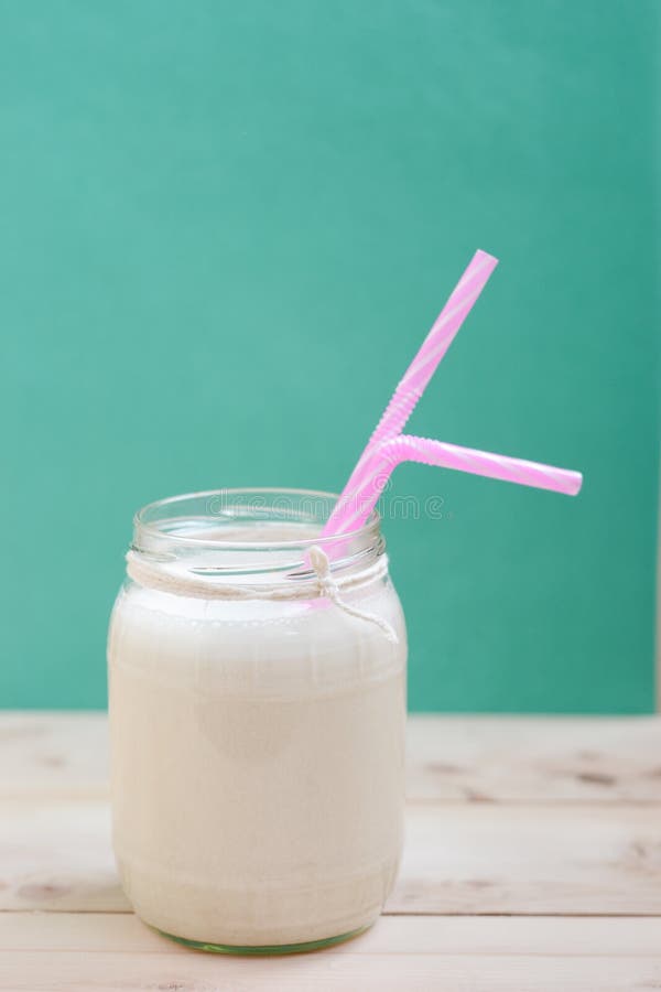 Milk in a jar stock image. Image of space, healthy, delicious - 61526113