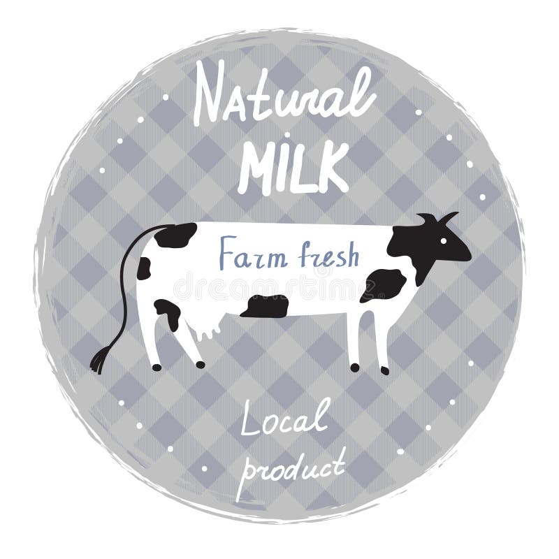 Milk Label with Cow and Frame - Template for Organic Farm Stock Vector ...