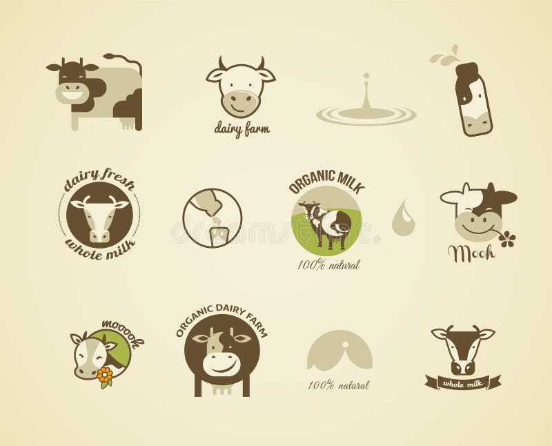 Milk Labels, Elements and Icons Stock Vector - Illustration of dairy ...