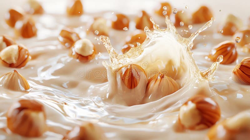 A Milk-like Substance is Being Covered with Milk, Nuts, and Milk Stock ...